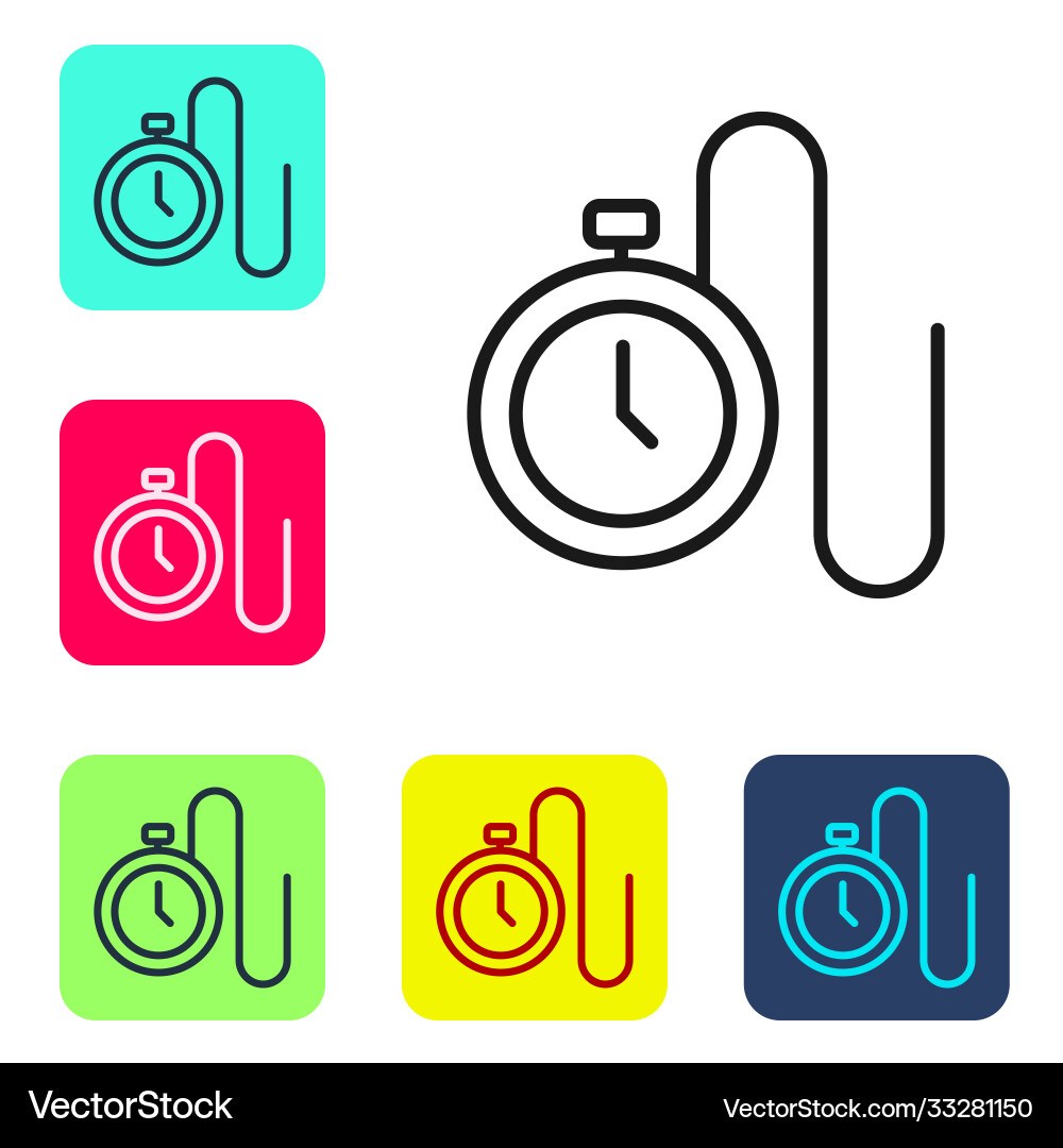 Black line watch with a chain icon isolated Vector Image