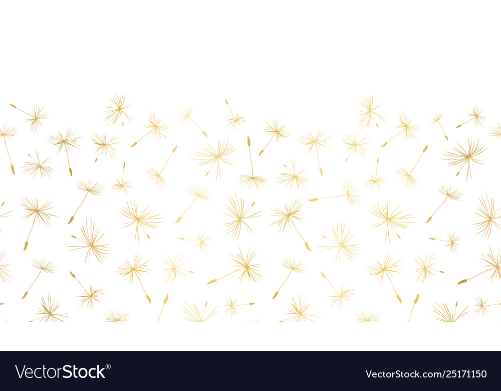 Border gold foil dandelion seeds seamless Vector Image