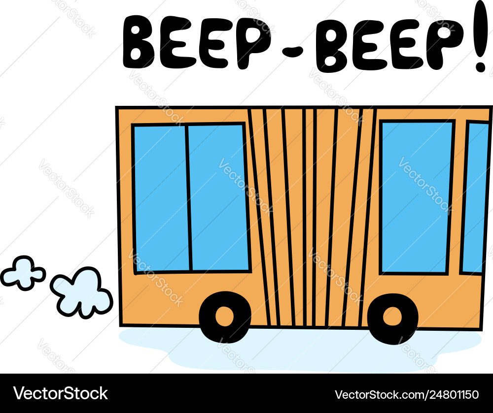 Funny cartoon yellow bus Royalty Free Vector Image
