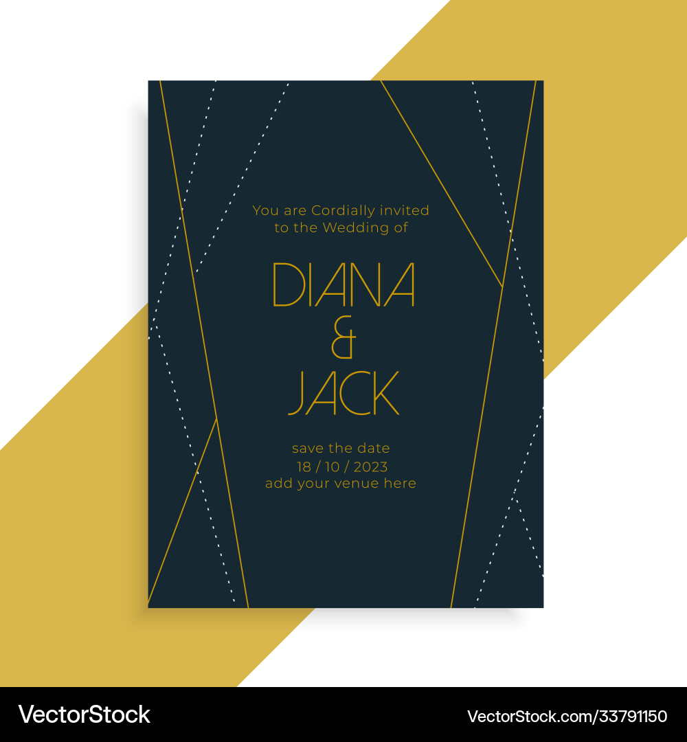 Geometric line style wedding invitation dark Vector Image