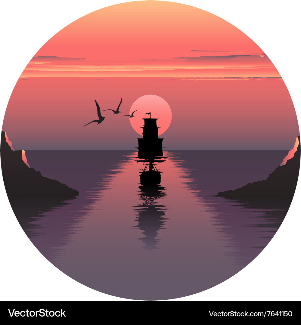 Horizontal of sunset over Royalty Free Vector Image