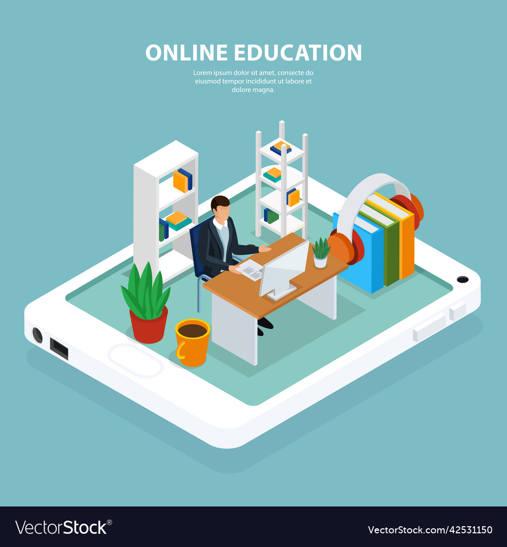 Online Education Isometric Royalty Free Vector Image