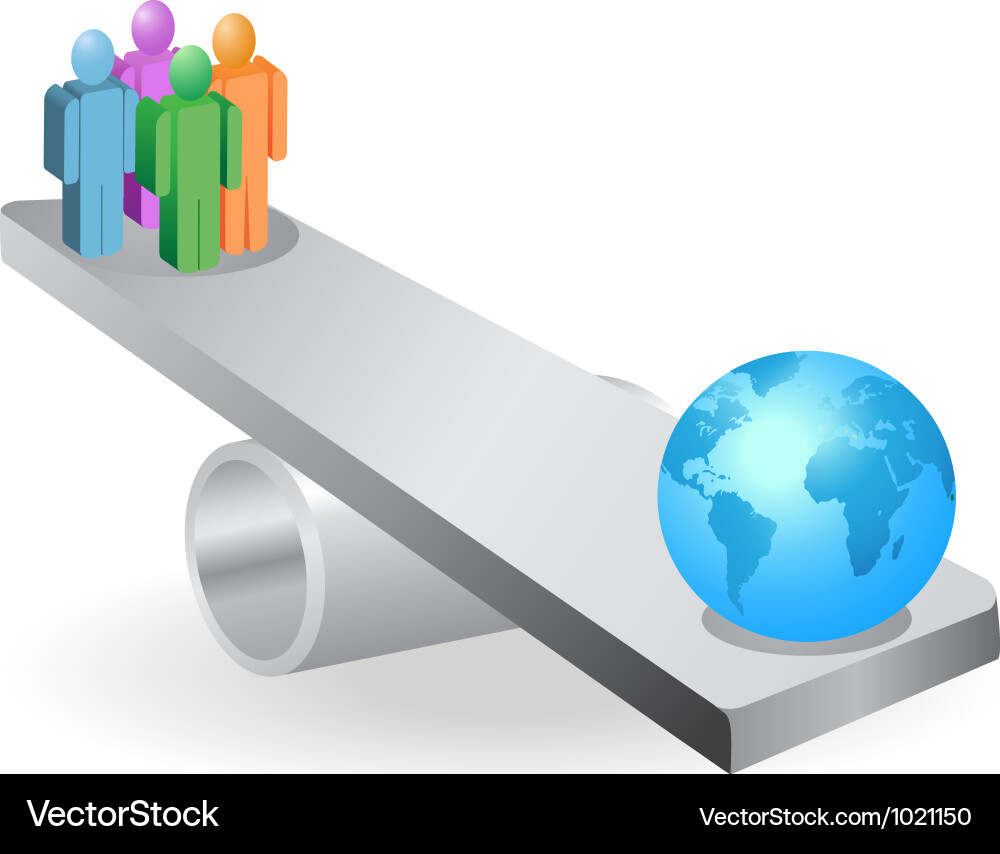 People balance with earth Royalty Free Vector Image