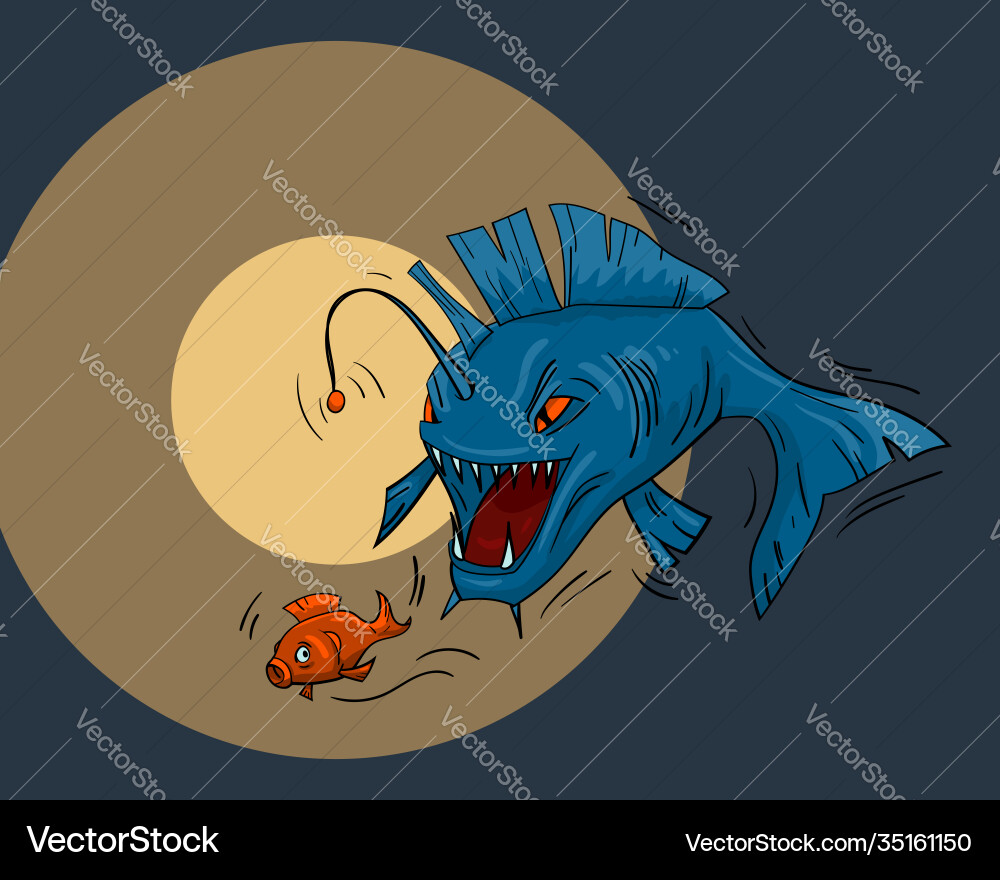 Predatory fish monster underwater hunting cool Vector Image