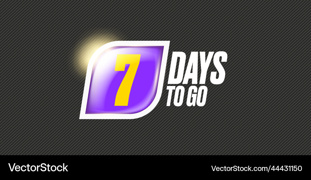 Seven days to go countdown grey horizontal banner Vector Image