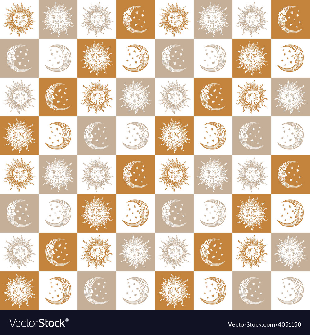 Sun and moon pattern Royalty Free Vector Image