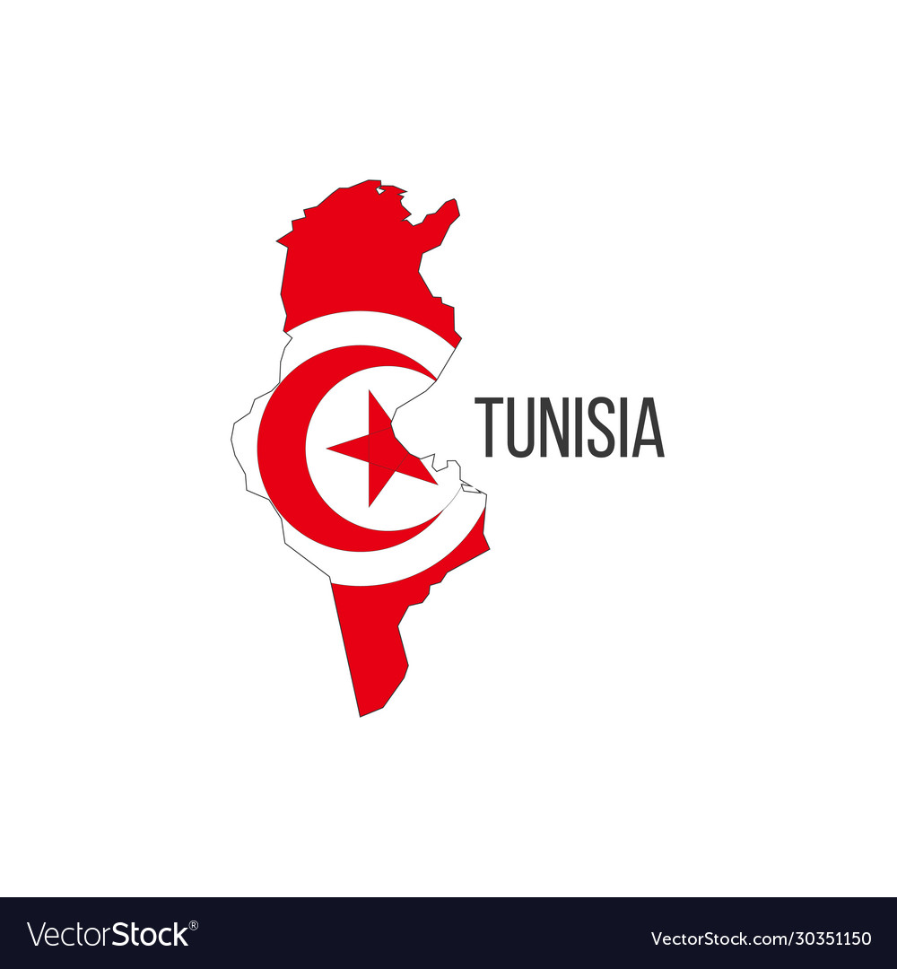 Tunisia flag map the country Royalty Free Vector Image