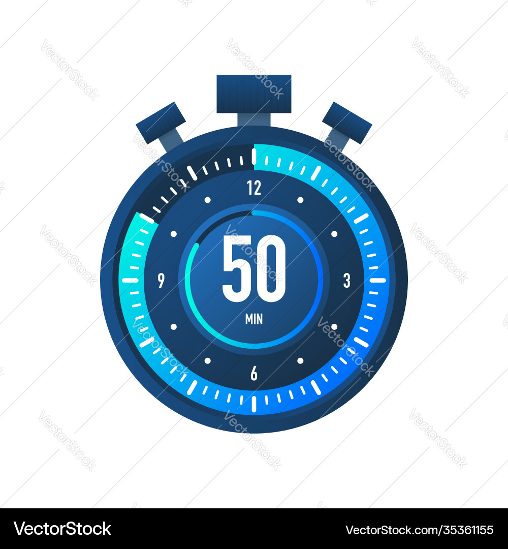 50 minutes stopwatch icon Royalty Free Vector Image