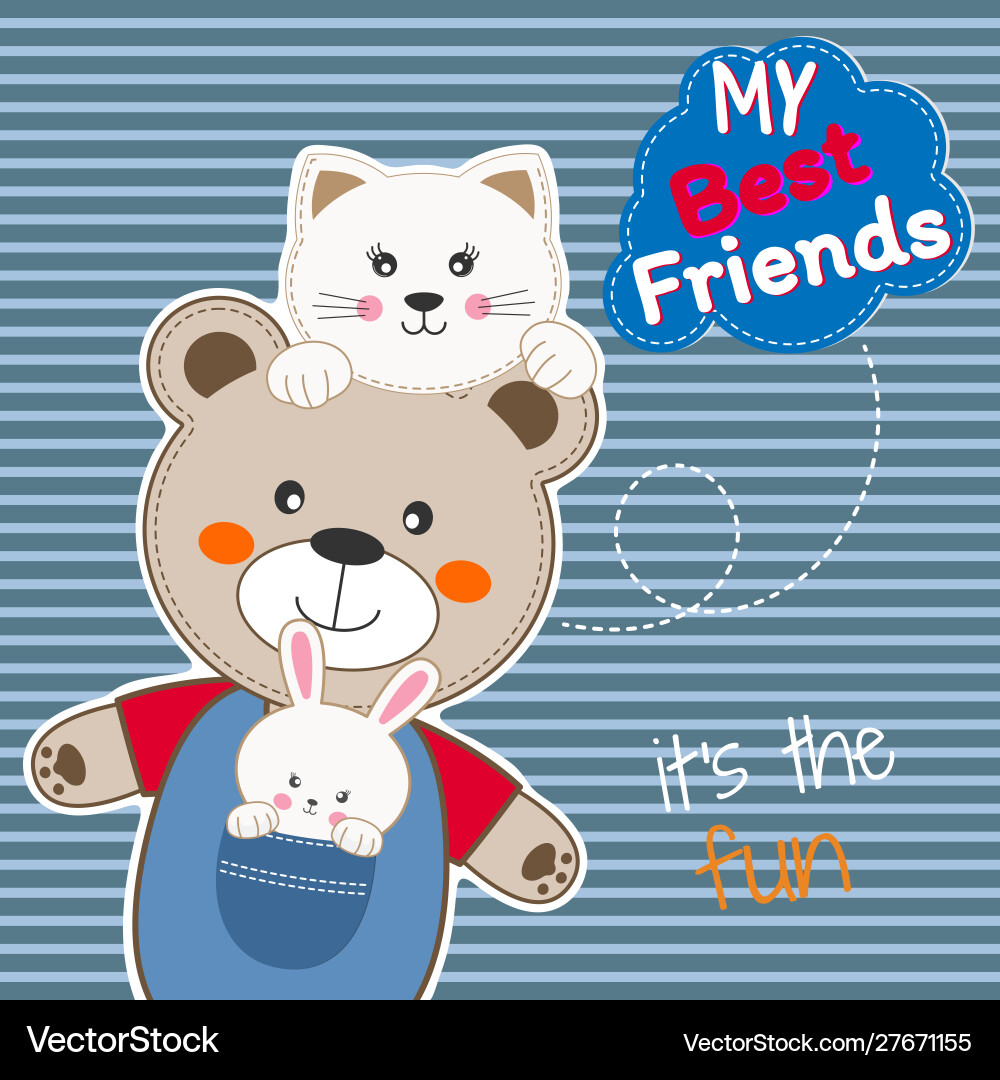 Cartoon Teddy Bear Friends