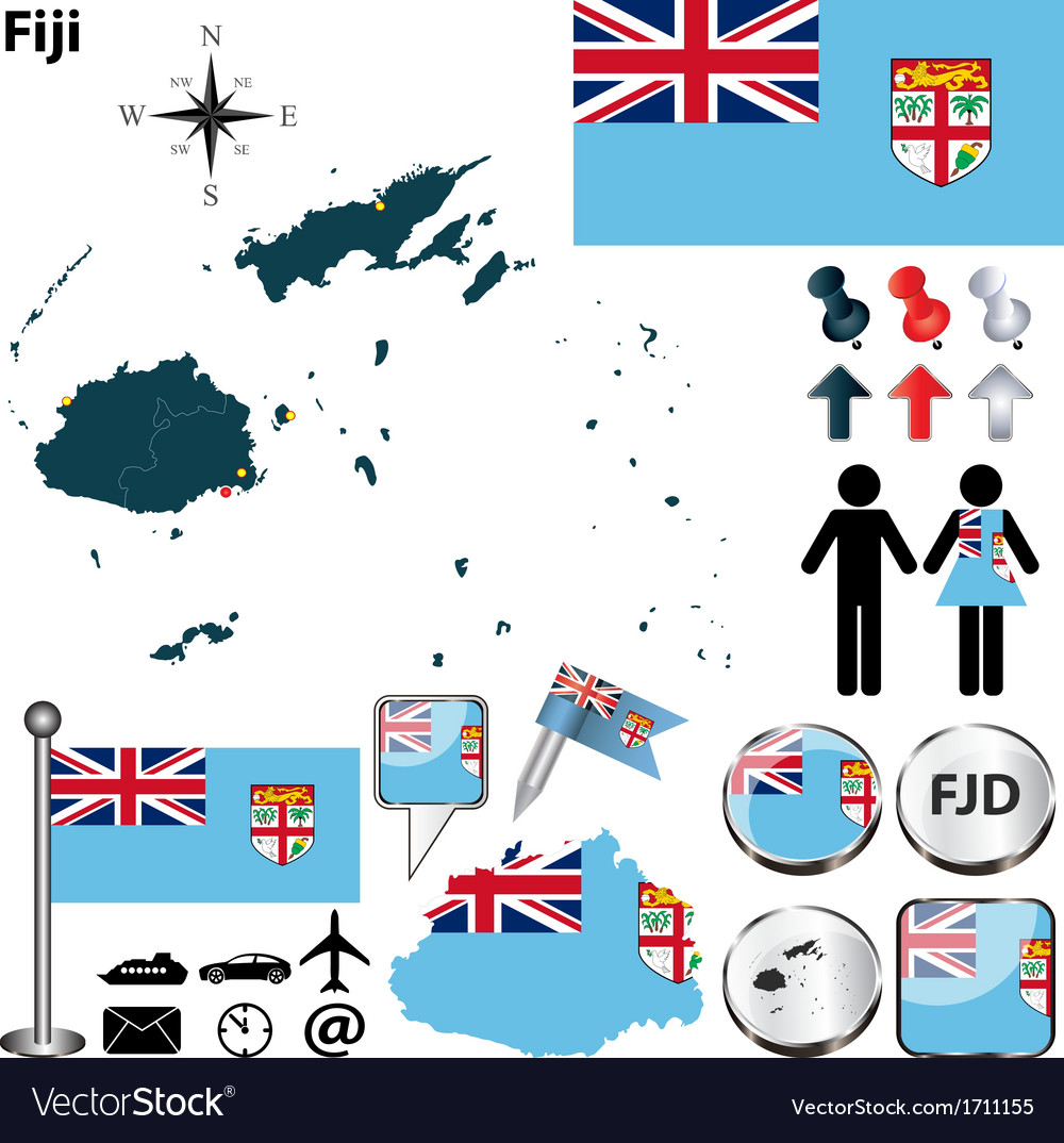 Fiji map Royalty Free Vector Image - VectorStock