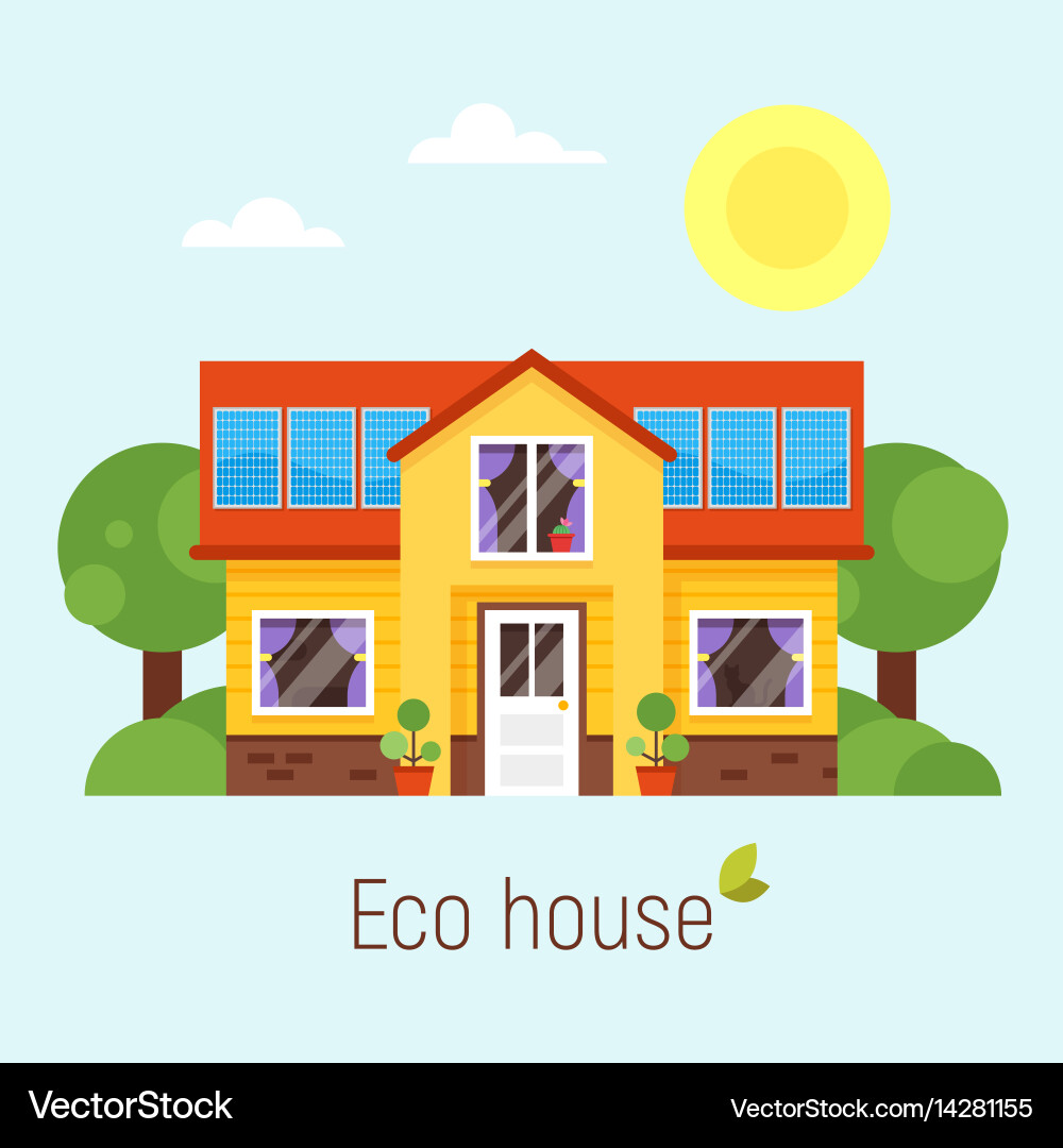 Flat style concept of eco house Royalty Free Vector Image