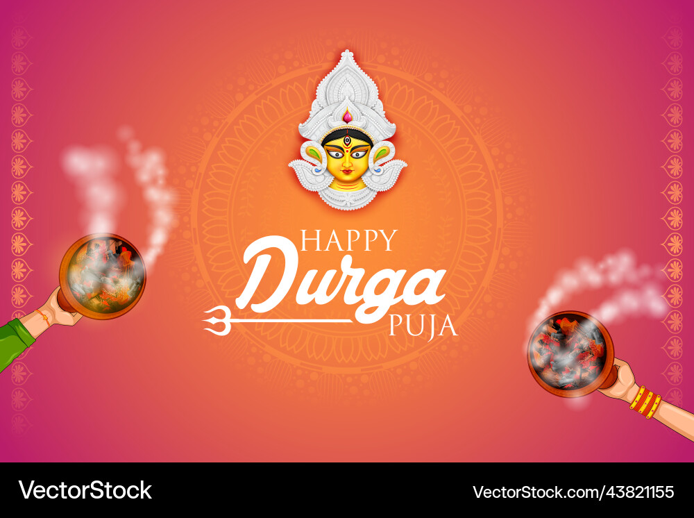 Goddess durga face in happy durga puja subh Vector Image