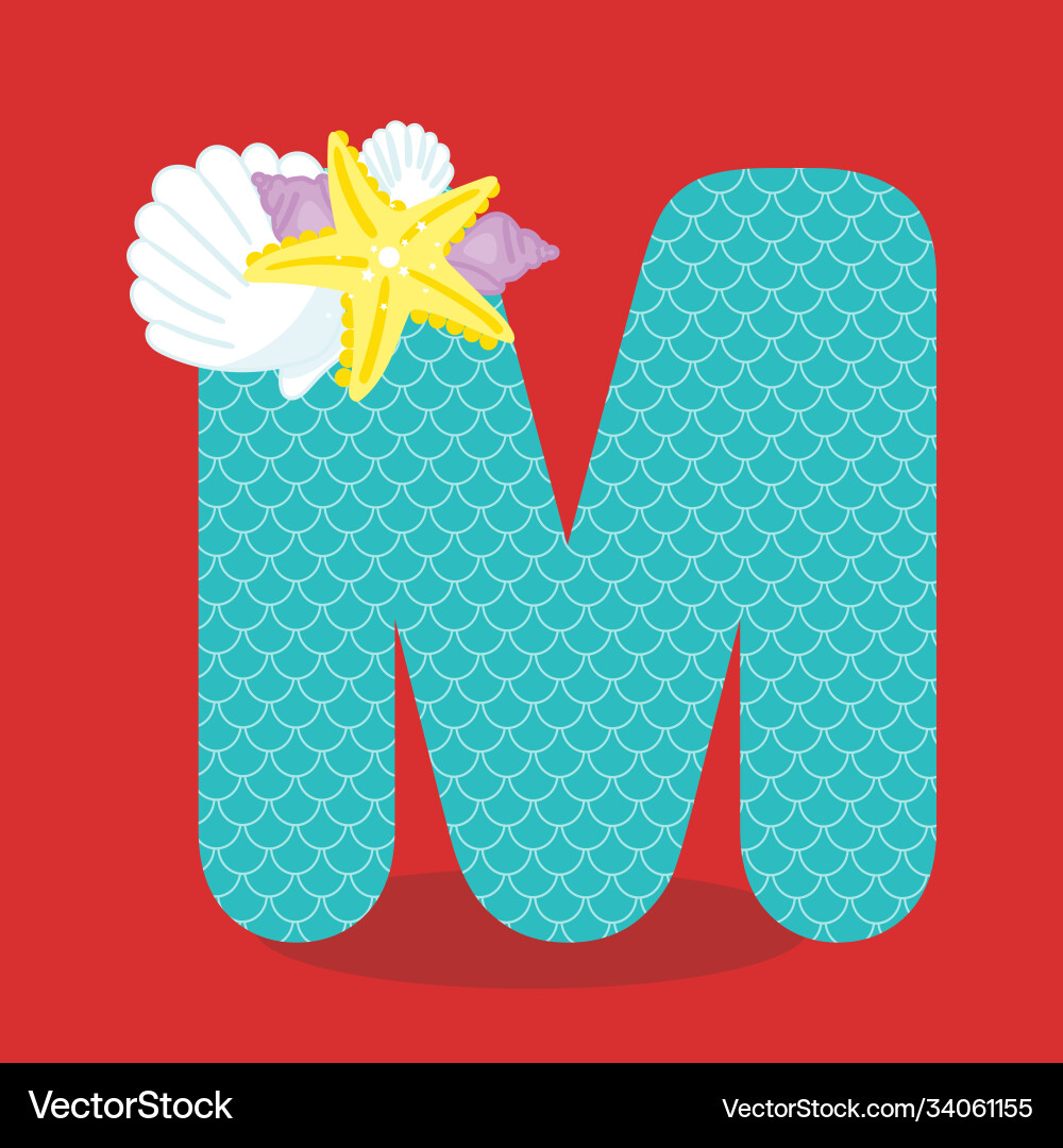 Mermaid alphabet m 13 Royalty Free Vector Image