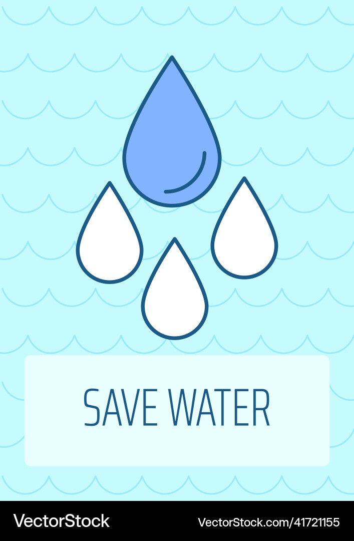 Save water greeting card with color icon element Vector Image