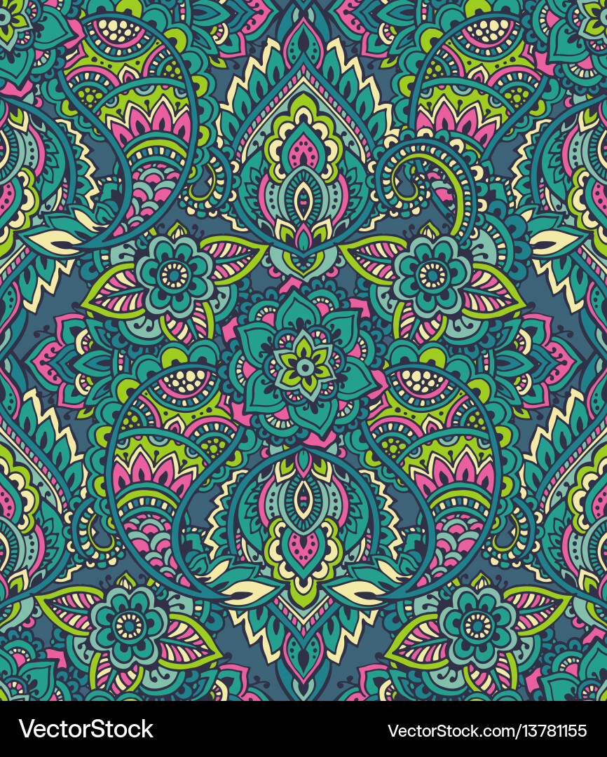 Seamless pattern with henna mehndi floral Vector Image