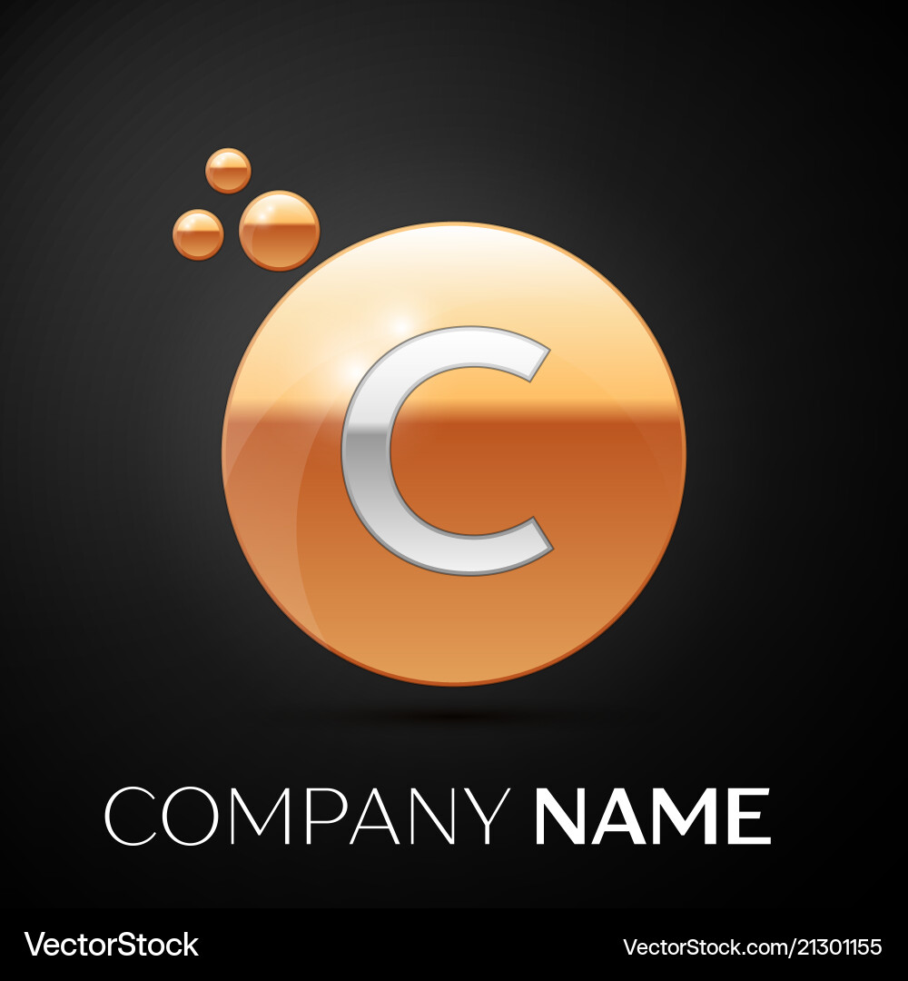 Silver letter c logo gold dots splash and bubble Vector Image