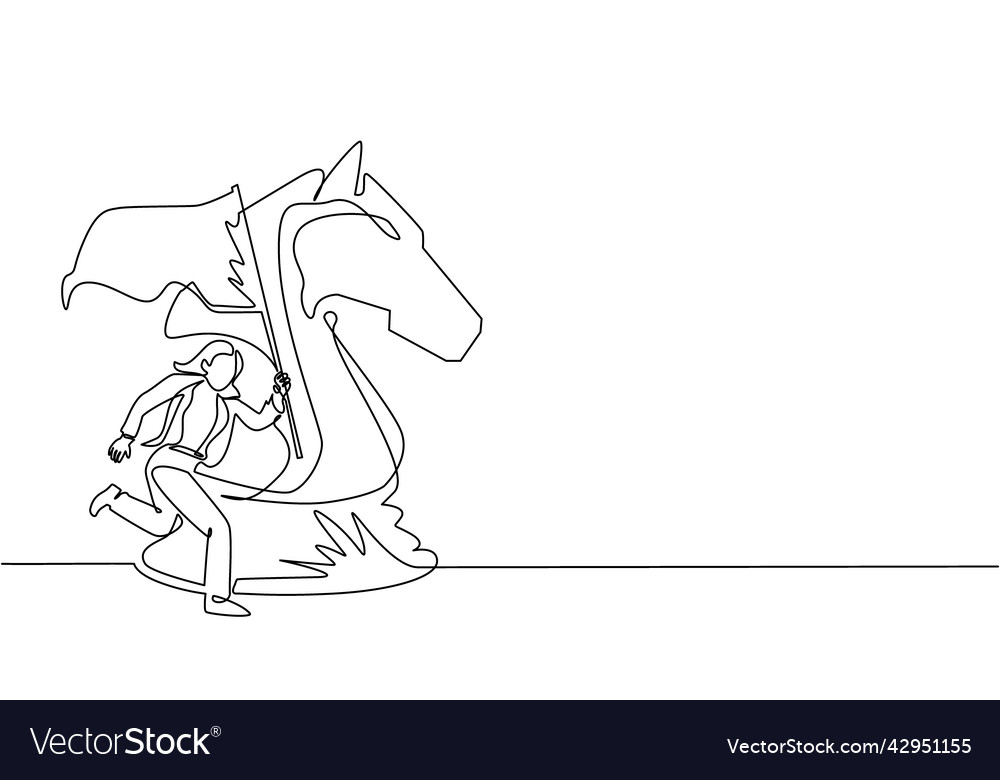 Single continuous line drawing cute businesswoman Vector Image