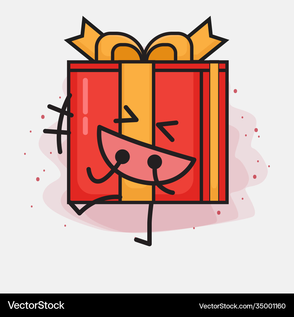 Christmas gift box cute character Royalty Free Vector Image
