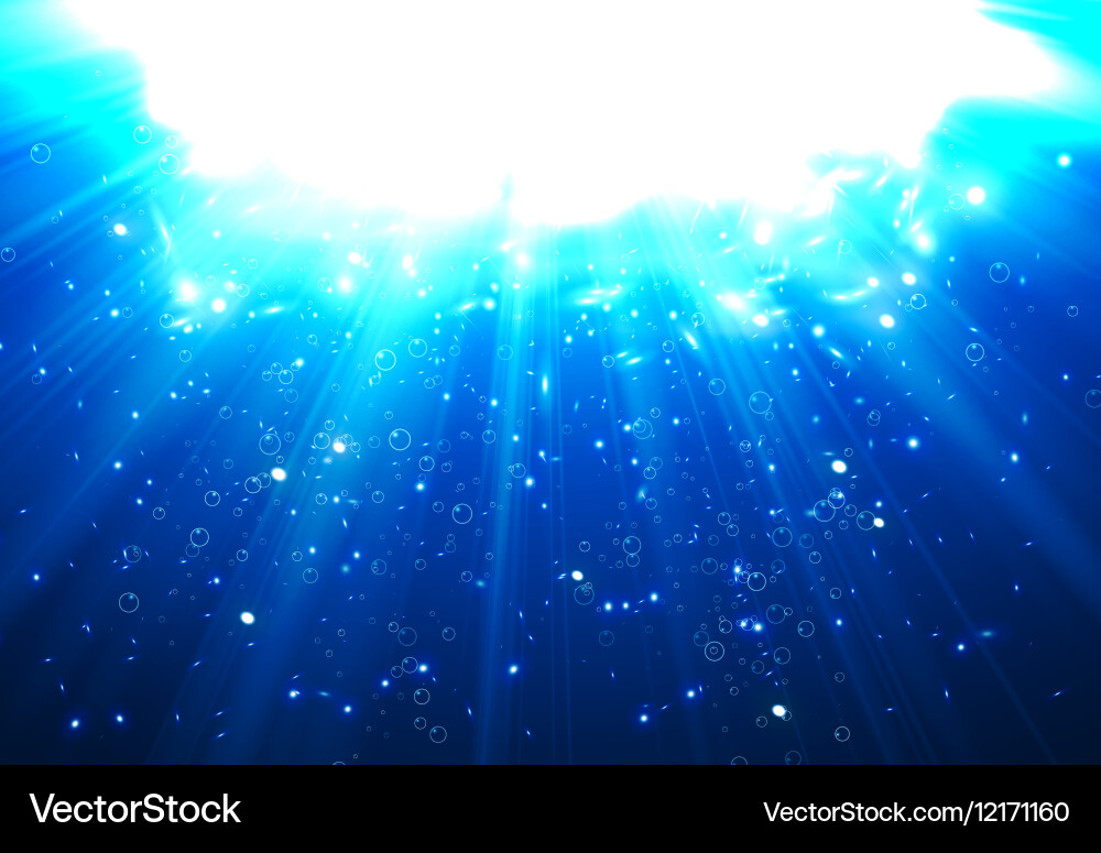 Deep water bubbles dark blue color illuminated Vector Image