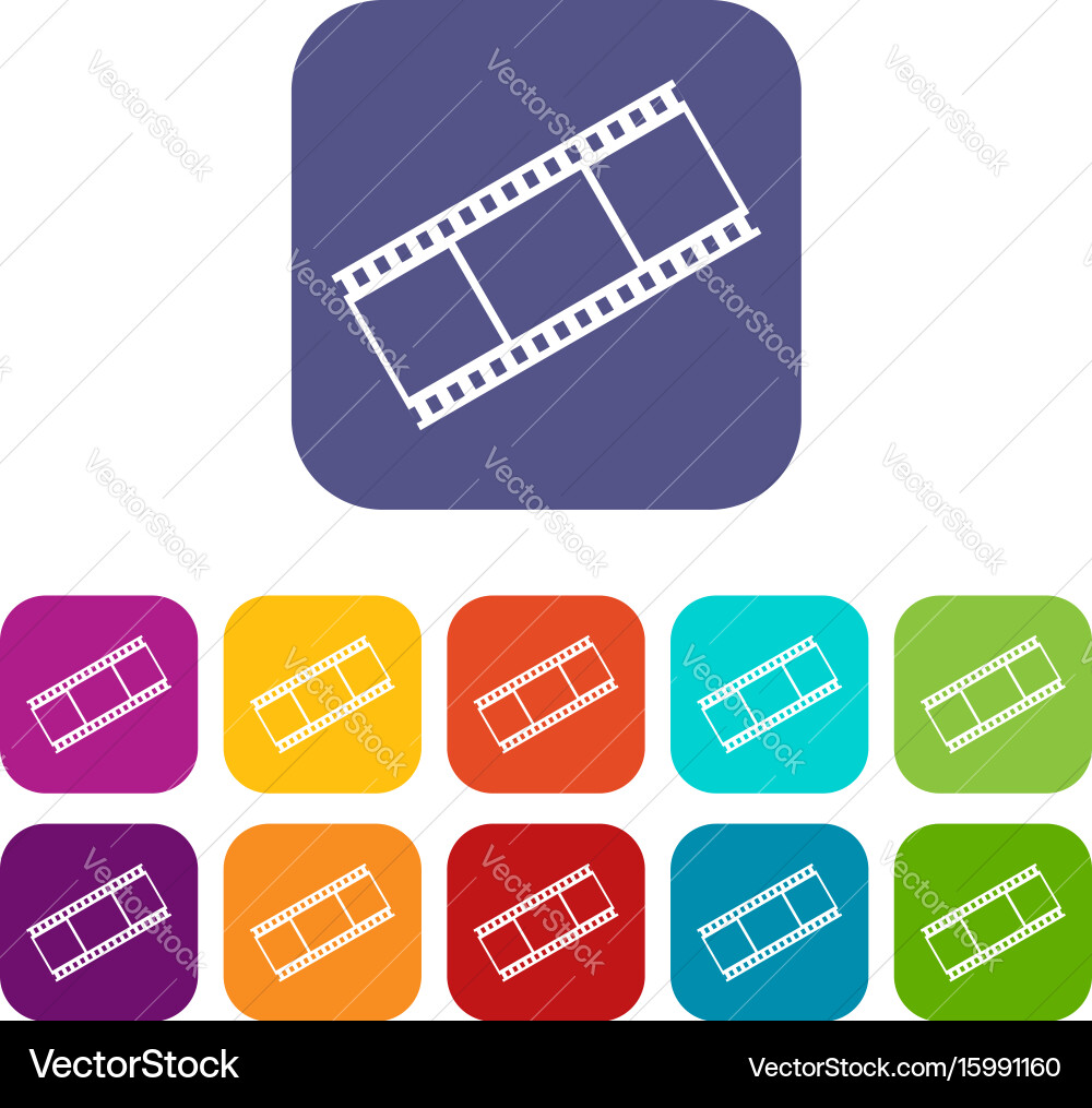 Film with frames icons set Royalty Free Vector Image