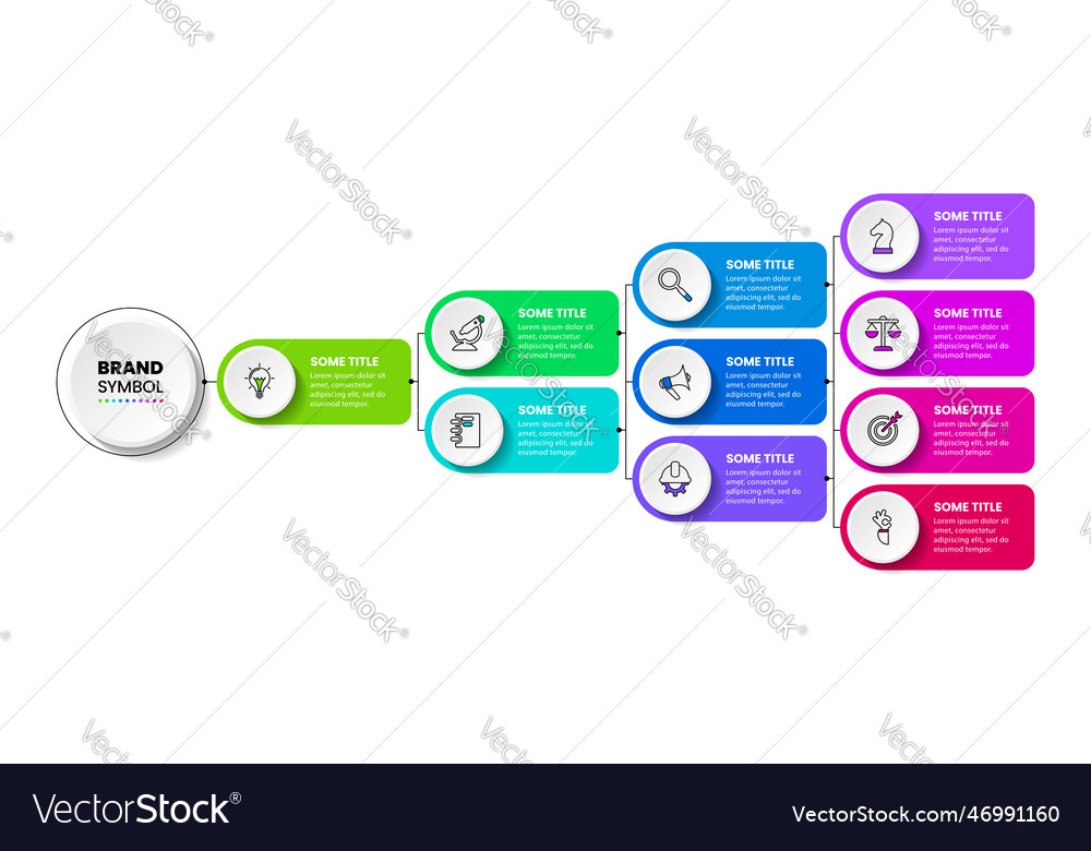 Infographic template hierarchy concept 10 linked Vector Image