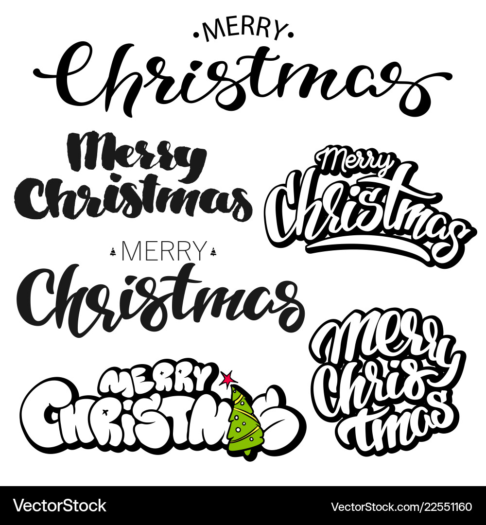 Merry christmas lettering design set Royalty Free Vector