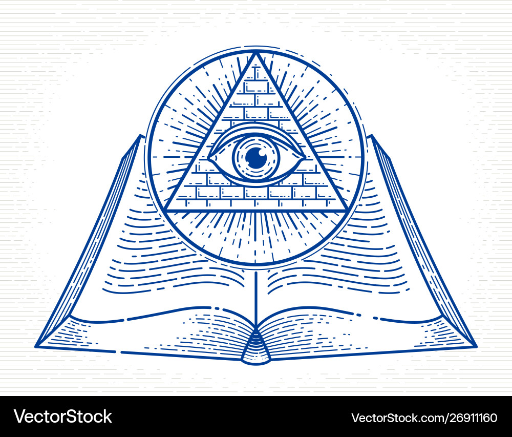 Secret knowledge vintage open book with all Vector Image