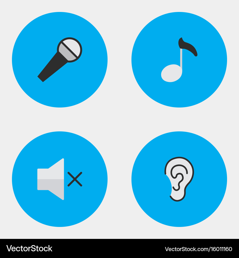 Set of simple icons elements mike note listen Vector Image