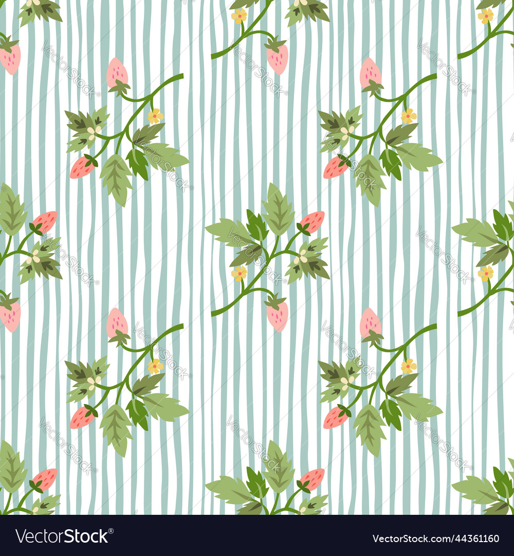 Wild strawberry seamless pattern berries Vector Image Wild strawberry seamless pattern berries Vector Image