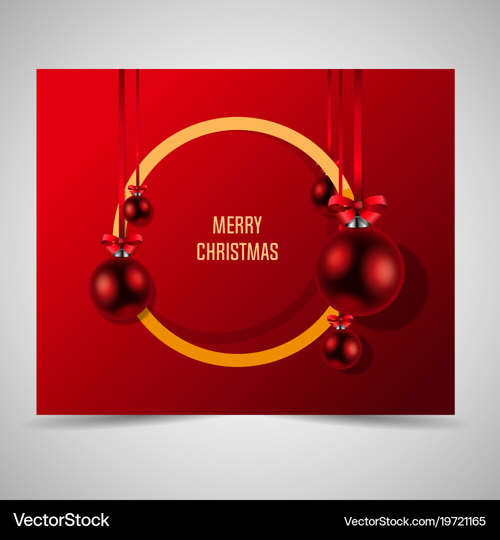 Abstract golden frame with red christmas balls Vector Image