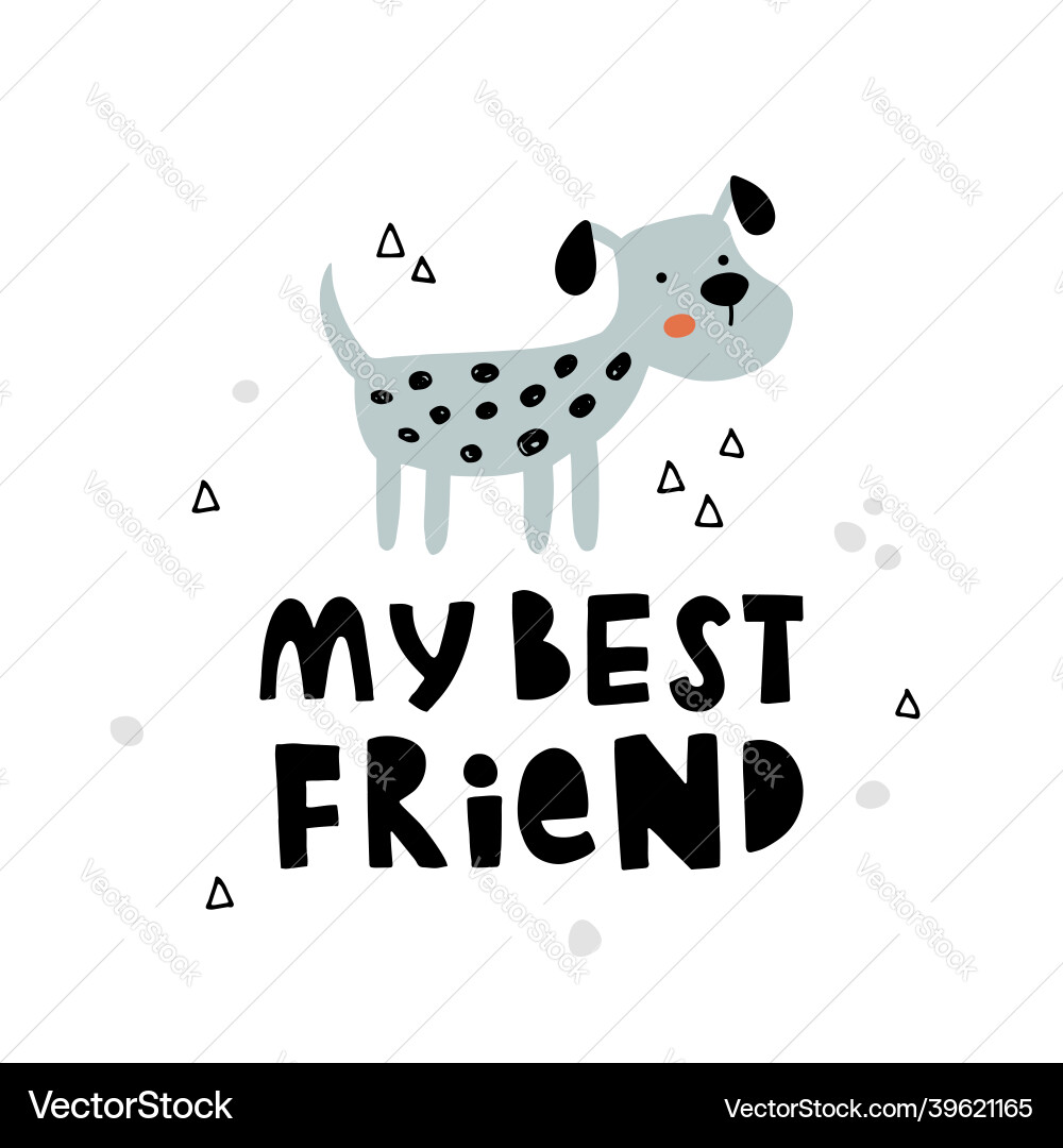 Cute dog and lettering text Royalty Free Vector Image