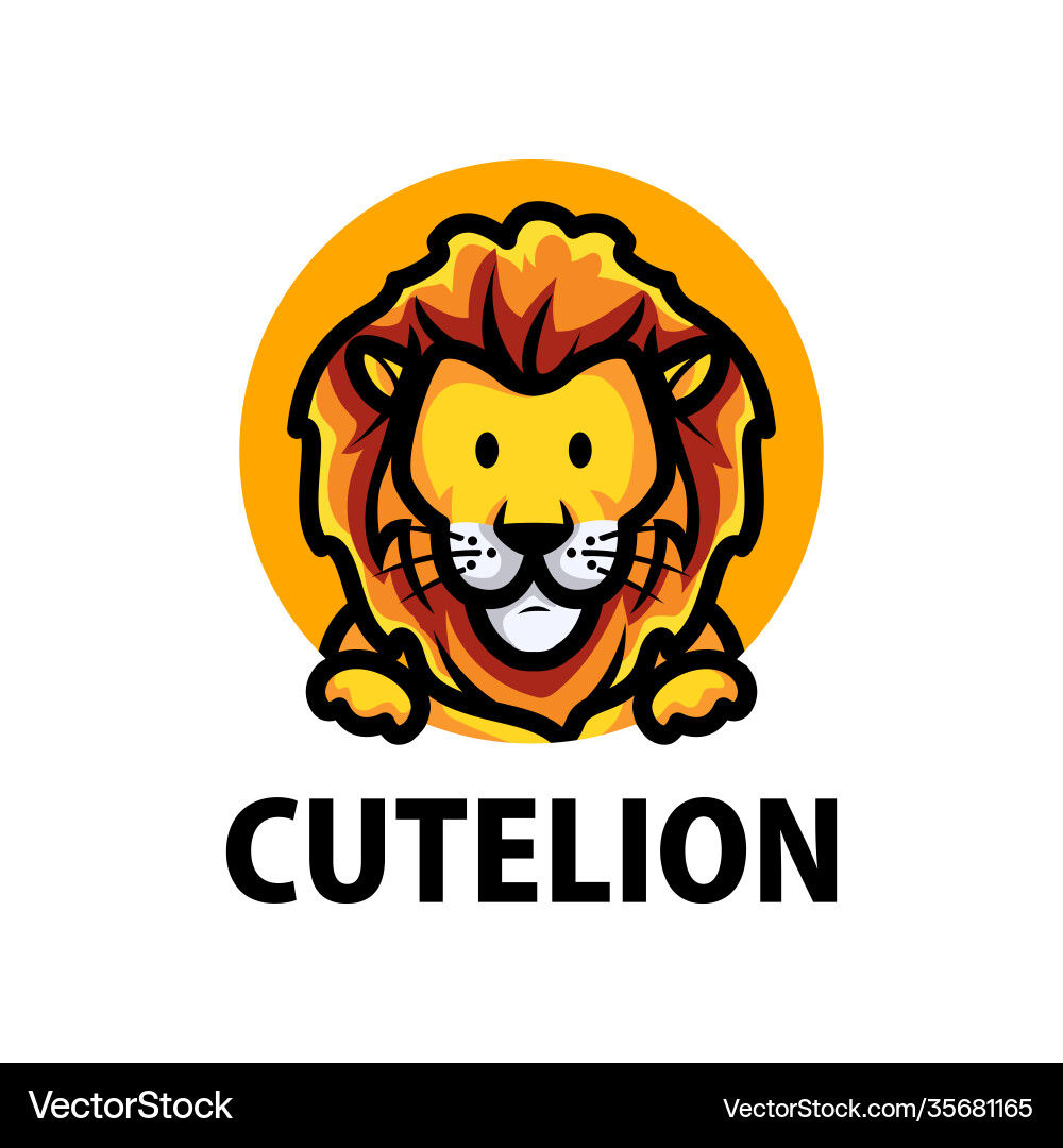 Cute lion cartoon logo icon Royalty Free Vector Image