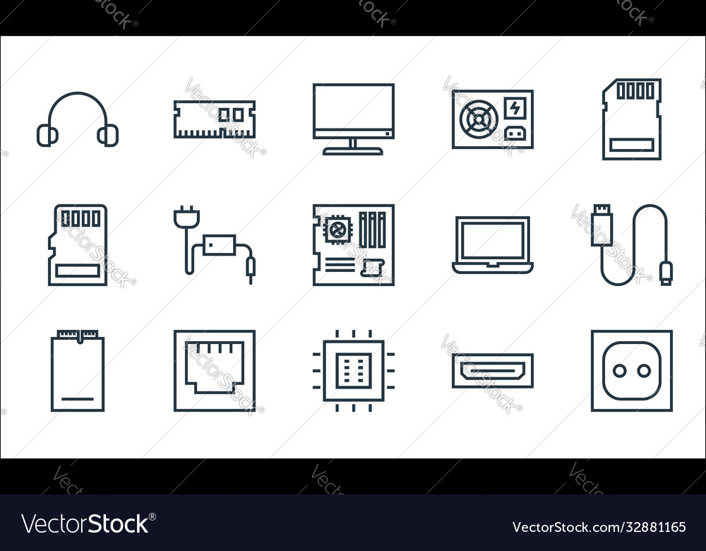 Hardware line icons linear set quality line set Vector Image