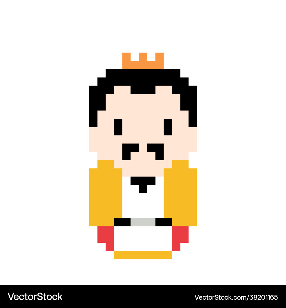 King with a crown pixel art for 8 bit game assets Vector Image