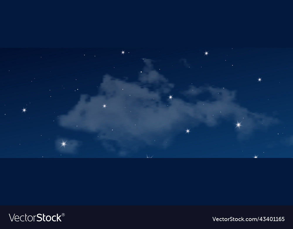 Night sky with clouds and many stars Royalty Free Vector