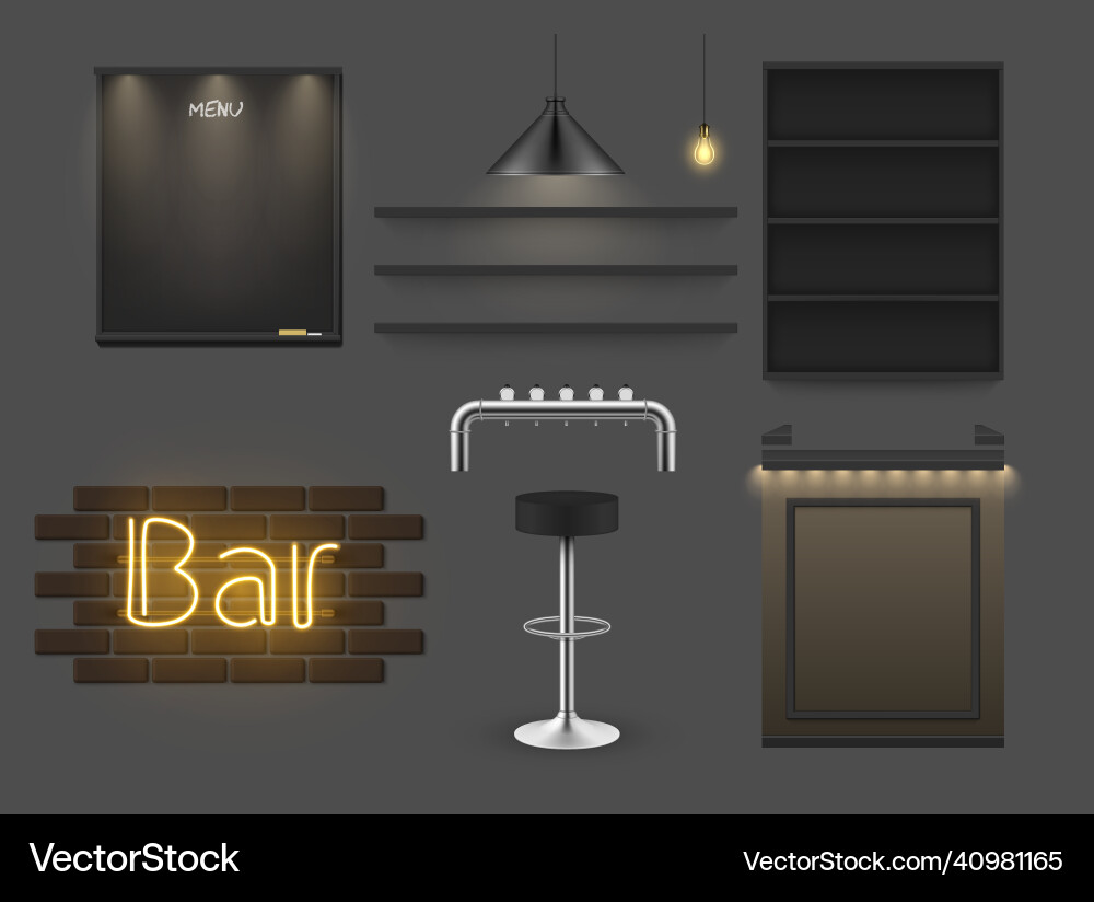 Realistic bar furniture set Royalty Free Vector Image