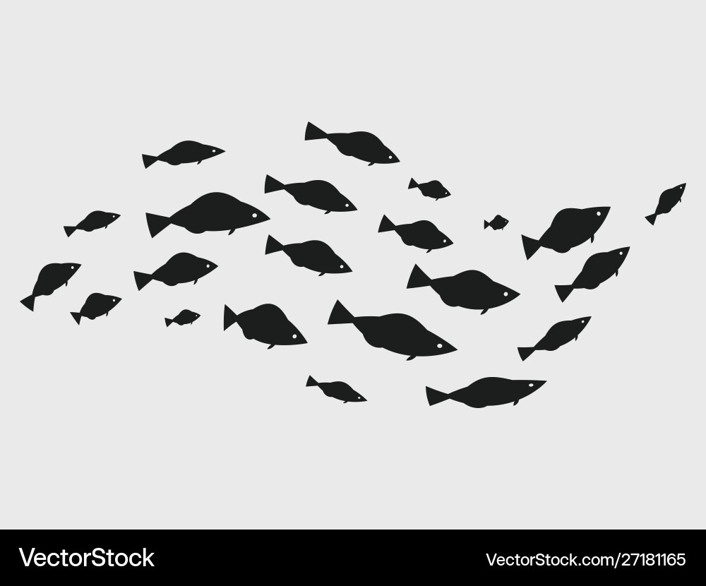 School fish a group silhouette fish swim Vector Image