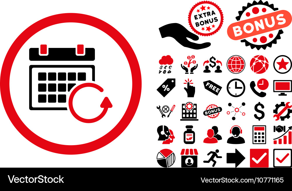 Update calendar flat icon with bonus Royalty Free Vector