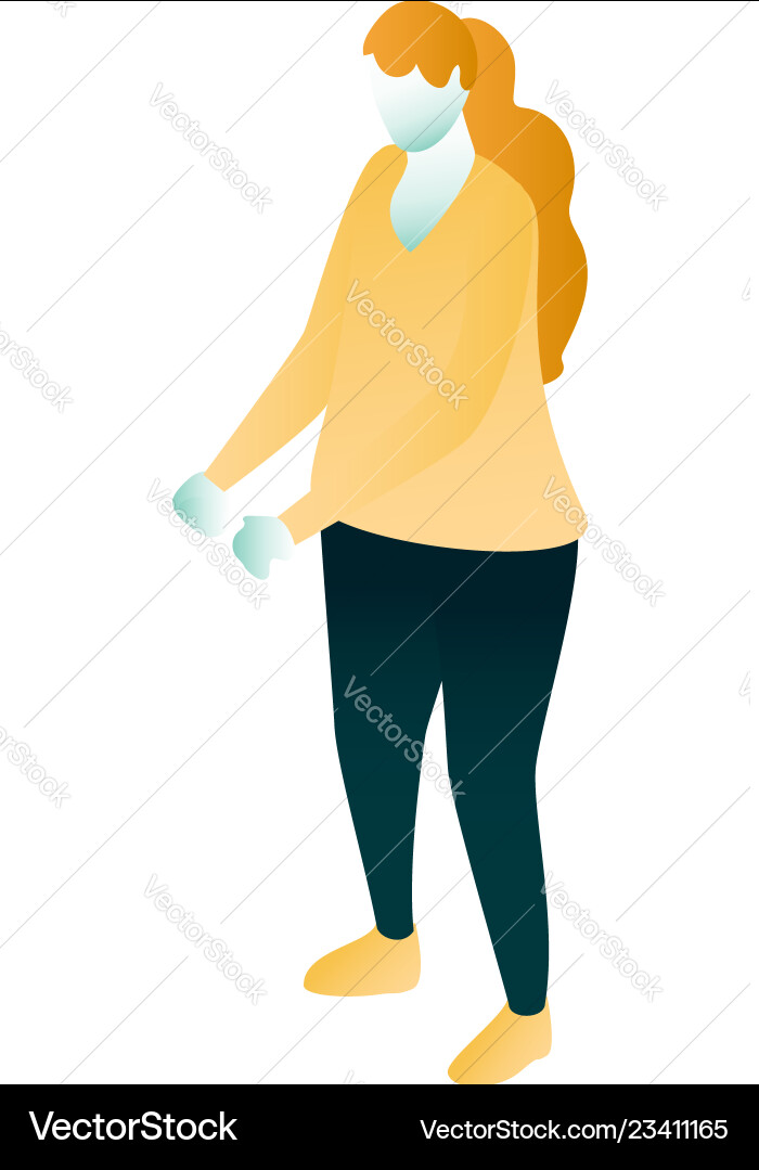 Woman take object icon isometric style Royalty Free Vector