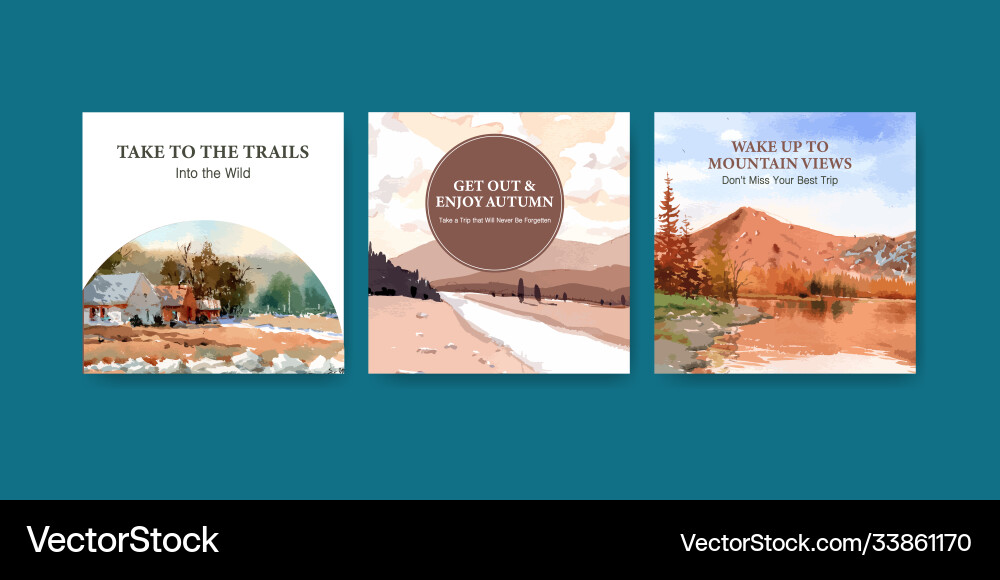 Ads template with landscape in autumn design Vector Image