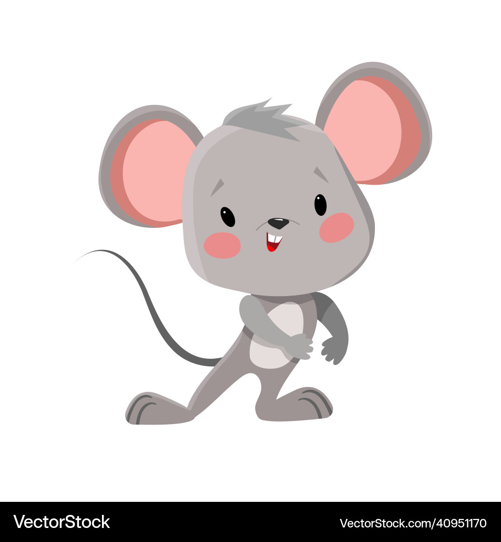 Cute mouse funny character with smile Royalty Free Vector