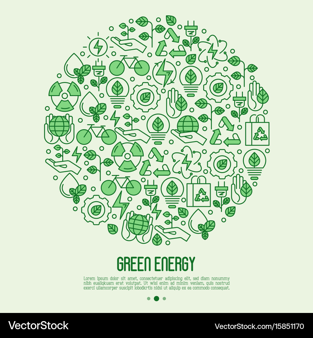 Ecology concept in circle with thin line icons Vector Image