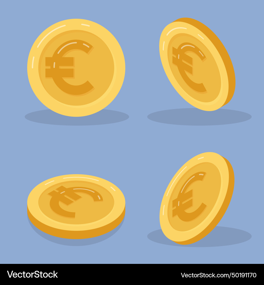 Euro gold coin Royalty Free Vector Image - VectorStock