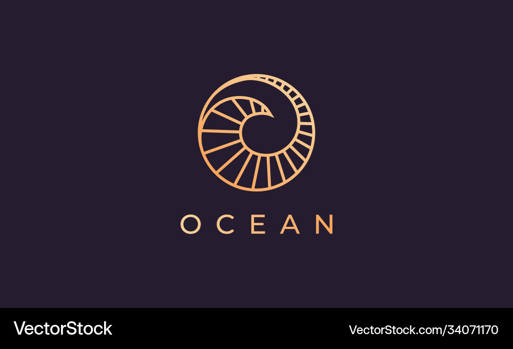 Gold ocean wave logo template with luxurious Vector Image