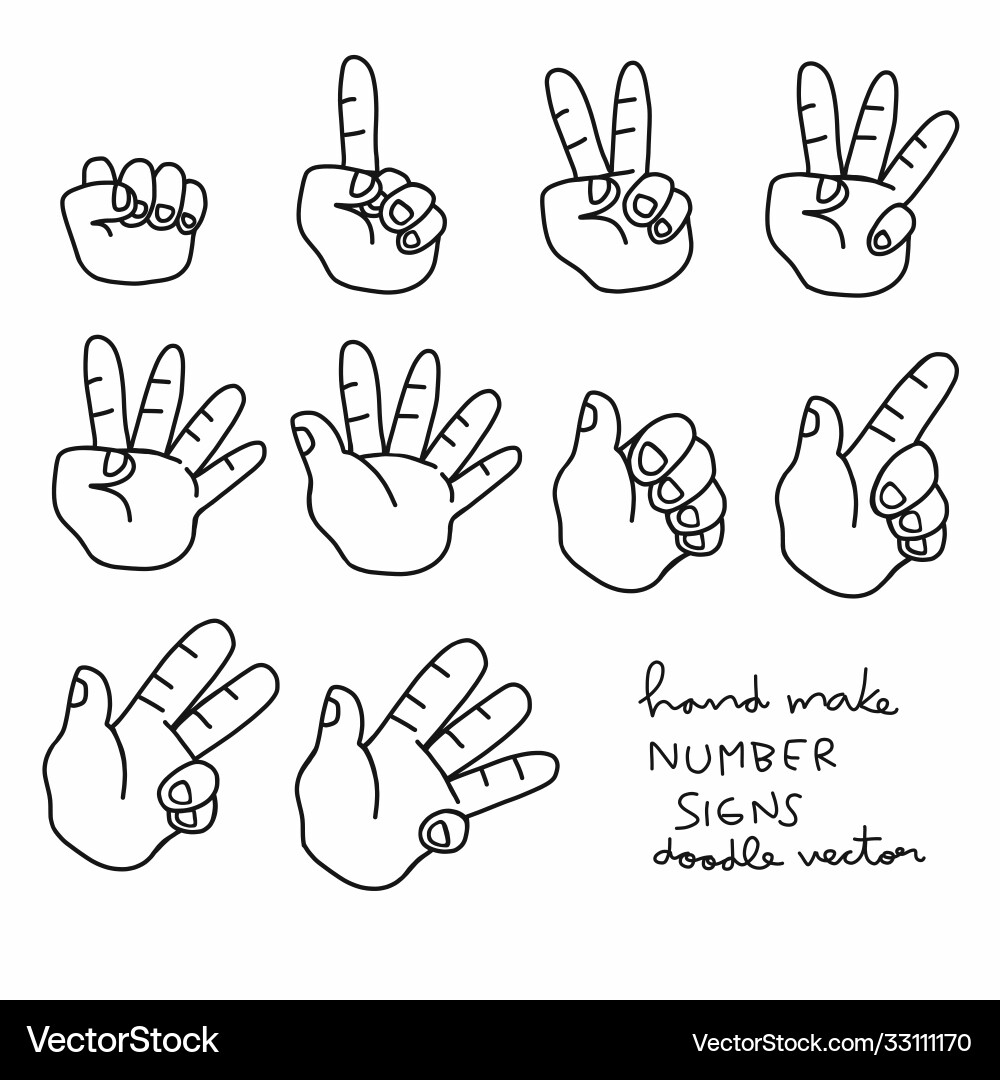 Hand make number sign cartoon Royalty Free Vector Image