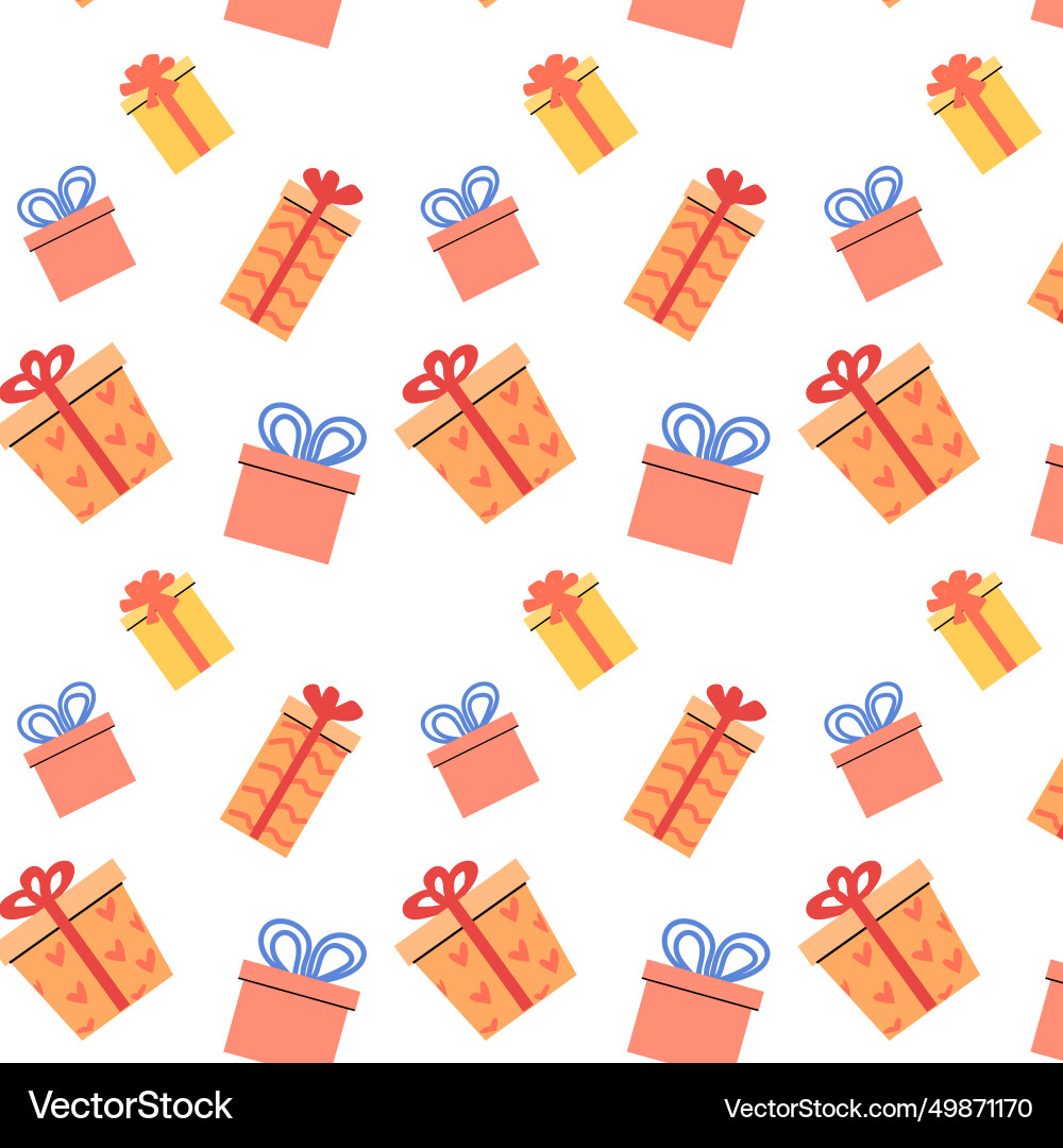 Holiday pink and yellow presents pattern Vector Image