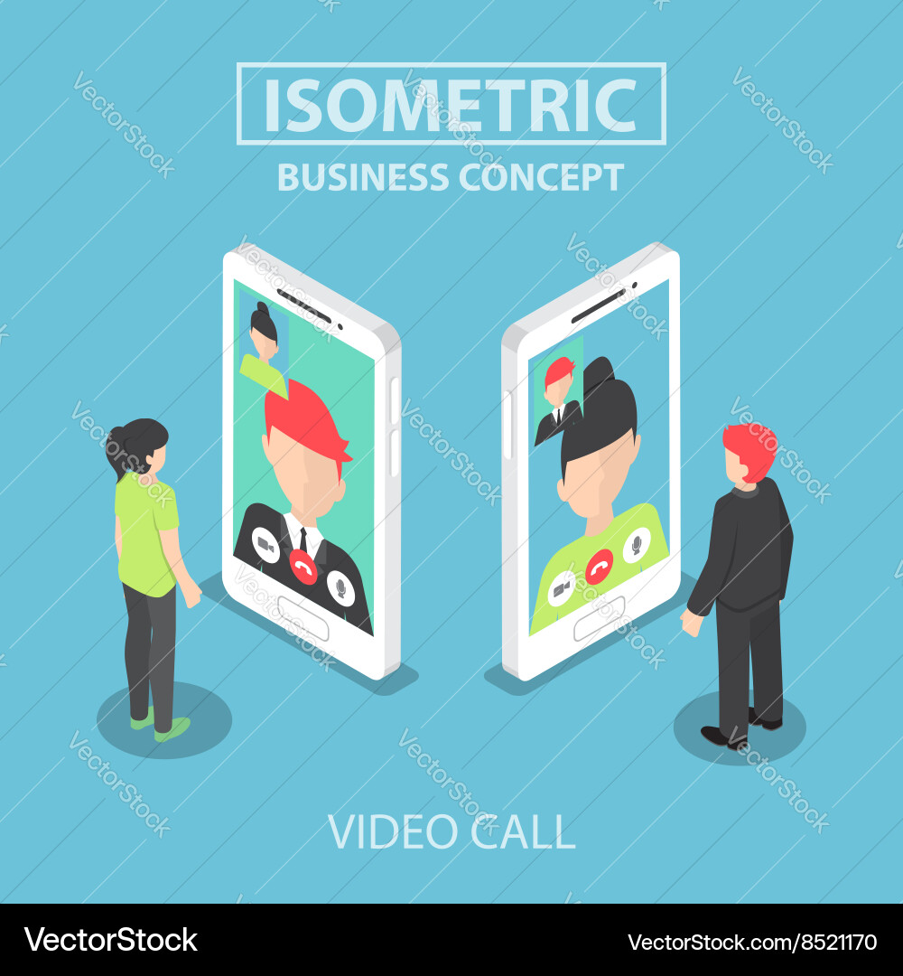Isometric businessman make video call Royalty Free Vector