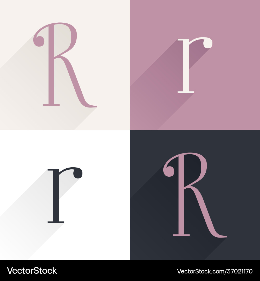 R letter condensed serif font set Royalty Free Vector Image