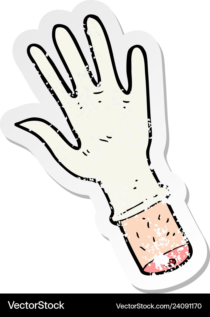 Retro distressed sticker a cartoon hand Royalty Free Vector