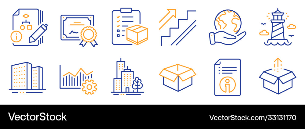 Set industrial icons such as operational Vector Image